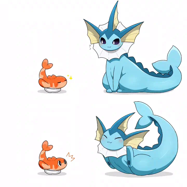 Vaporeon Tatsugiri And Tatsugiri Pokemon Drawn By Taro Tontaro