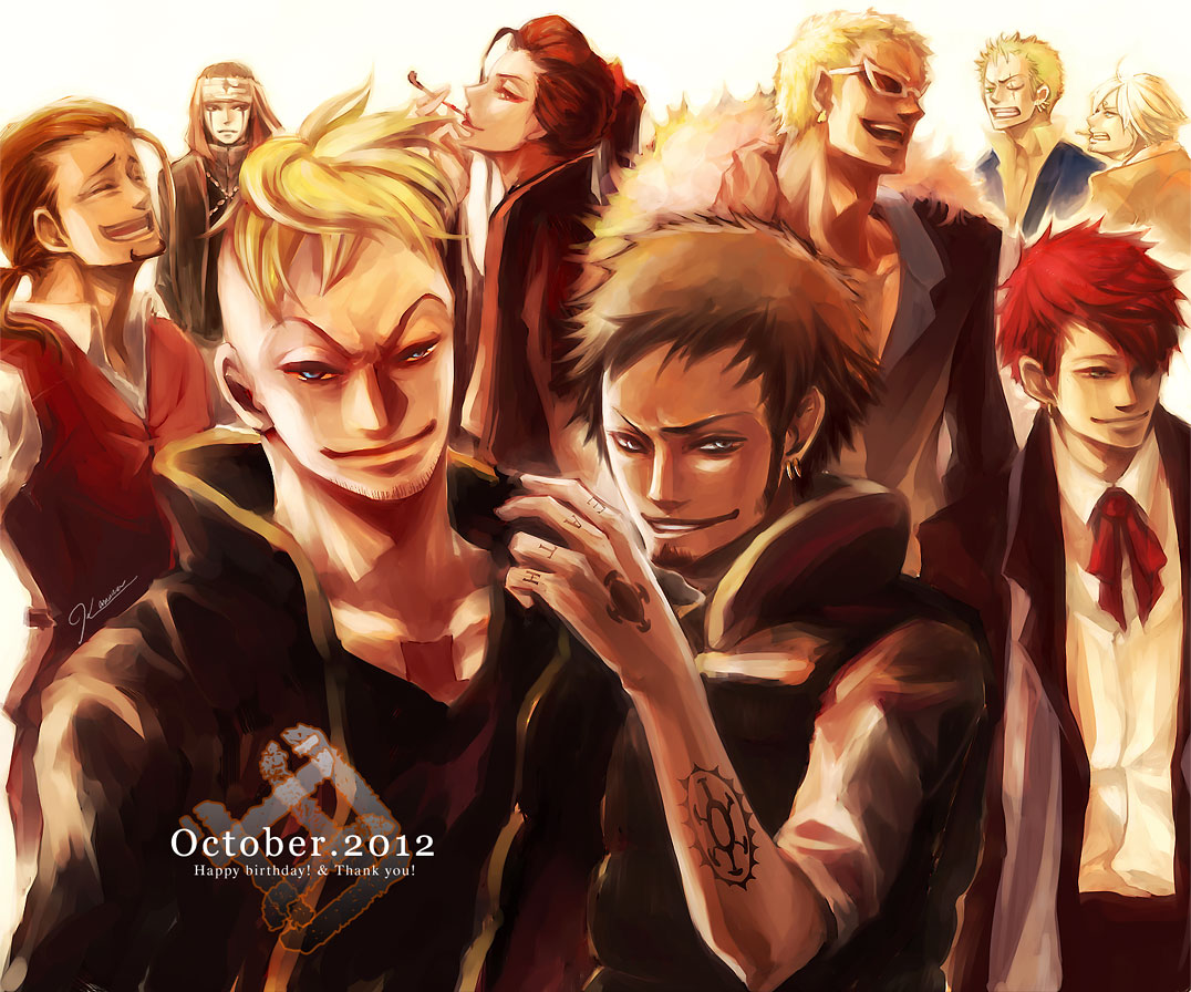 Roronoa Zoro Sanji Trafalgar Law Donquixote Doflamingo Marco And 4 More One Piece Drawn