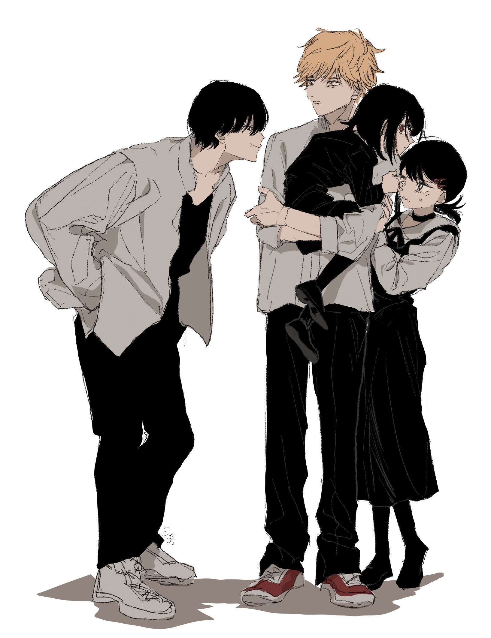 Denji Higashiyama Kobeni Yoshida Hirofumi And Nayuta Chainsaw Man Drawn By Tasuketemama