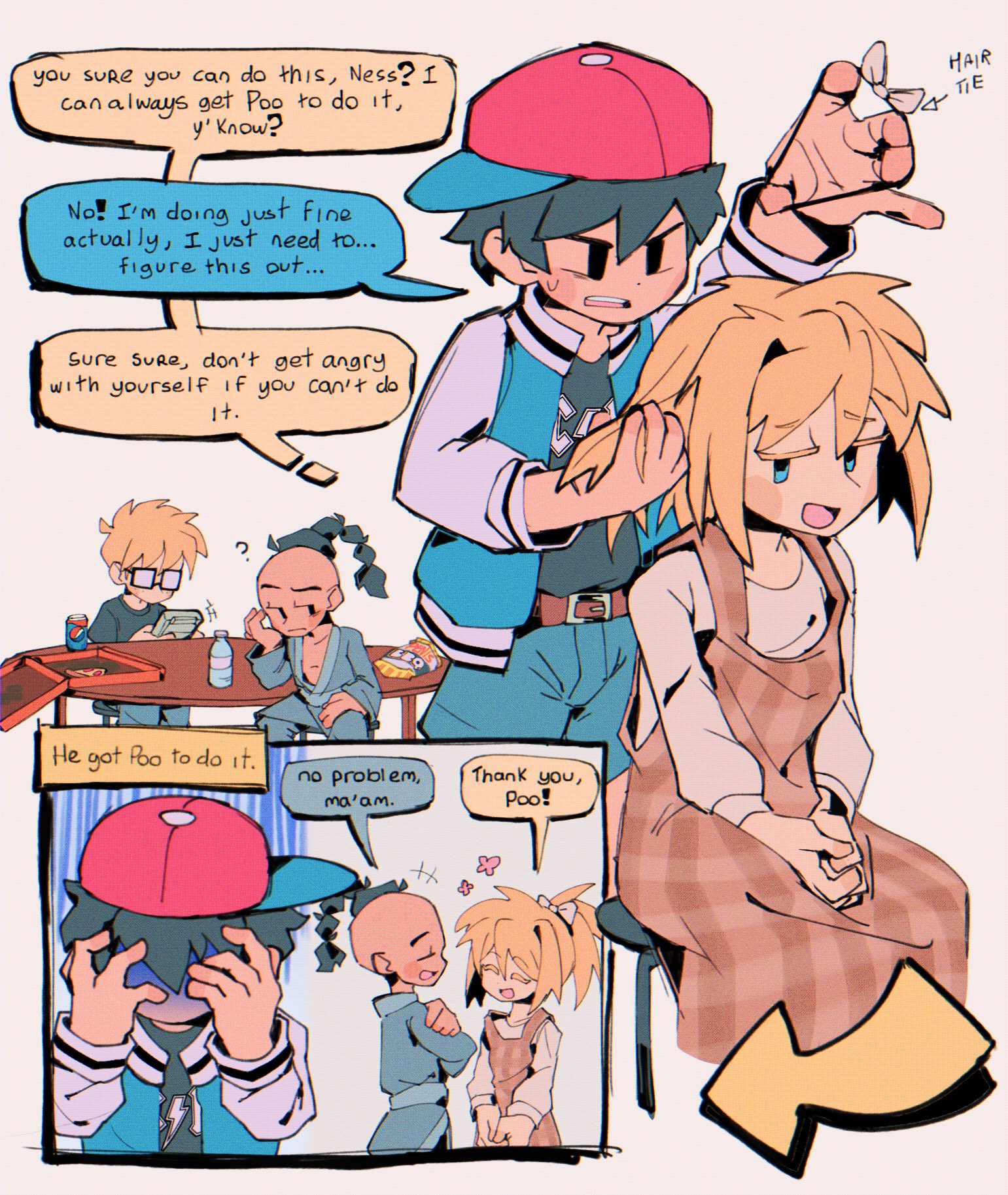 Ness Paula Jeff Andonuts And Poo Mother And 1 More Drawn By