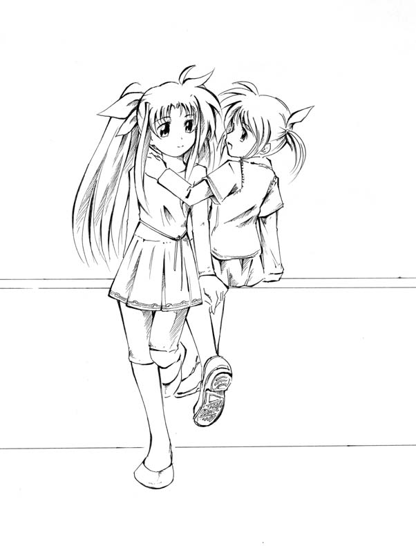 Fate Testarossa And Takamachi Nanoha Lyrical Nanoha And 1 More Drawn