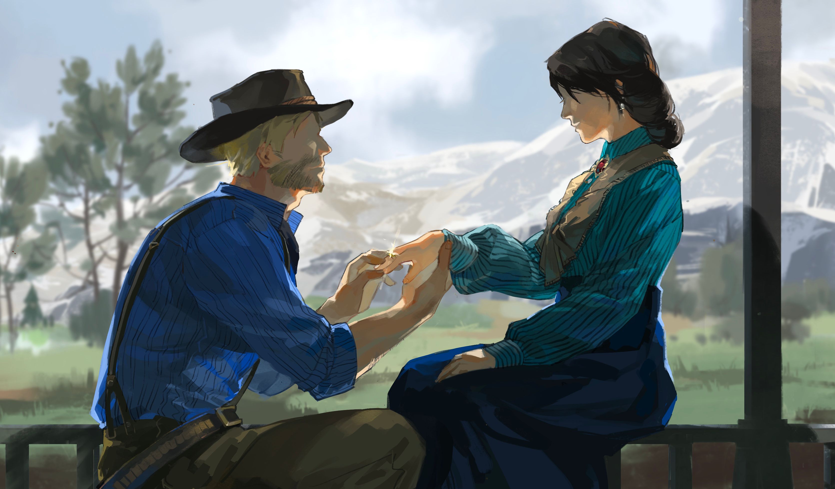 Arthur Morgan And Mary Linton Red Dead Redemption And 1 More Drawn By