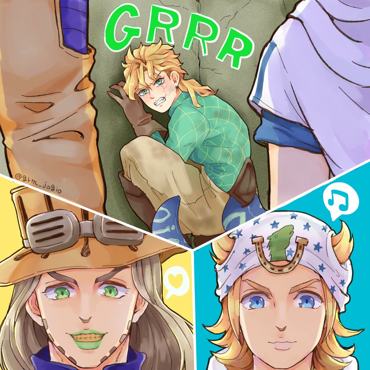 Johnny Joestar Gyro Zeppeli Diego Brando And Scary Monsters Jojo No