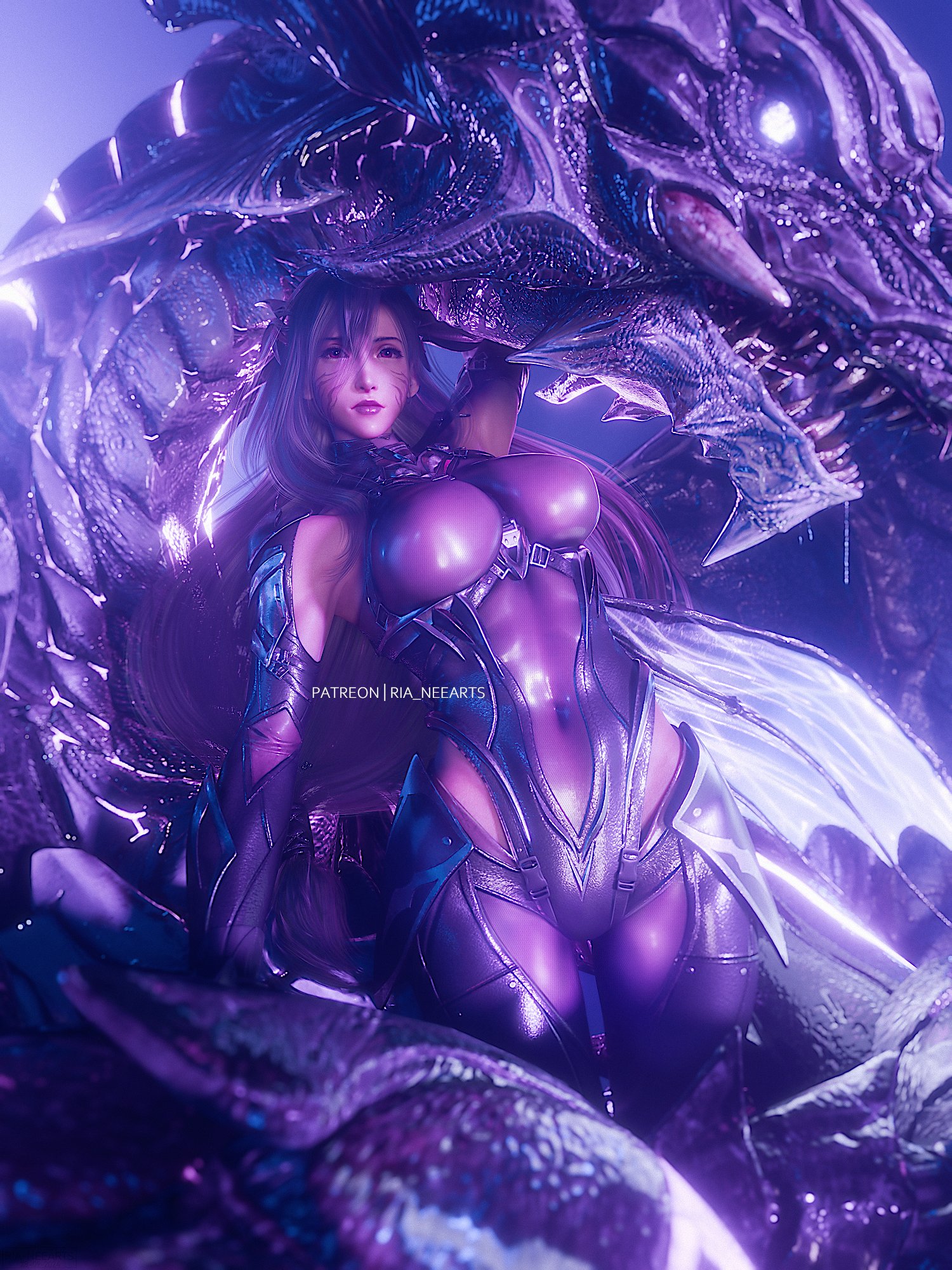 Tifa Lockhart Bahamut And Bahamut Tifa Final Fantasy And 2 More Drawn By Riabaka Neearts