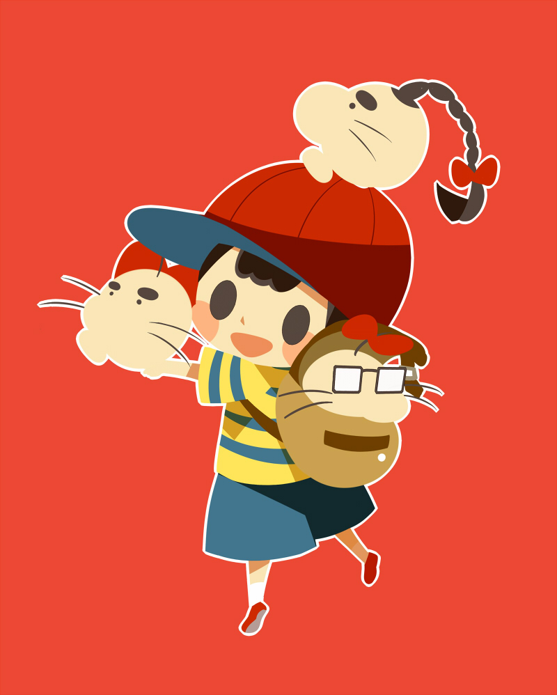 Ness Paula Jeff Andonuts And Poo Mother And 1 More Drawn By