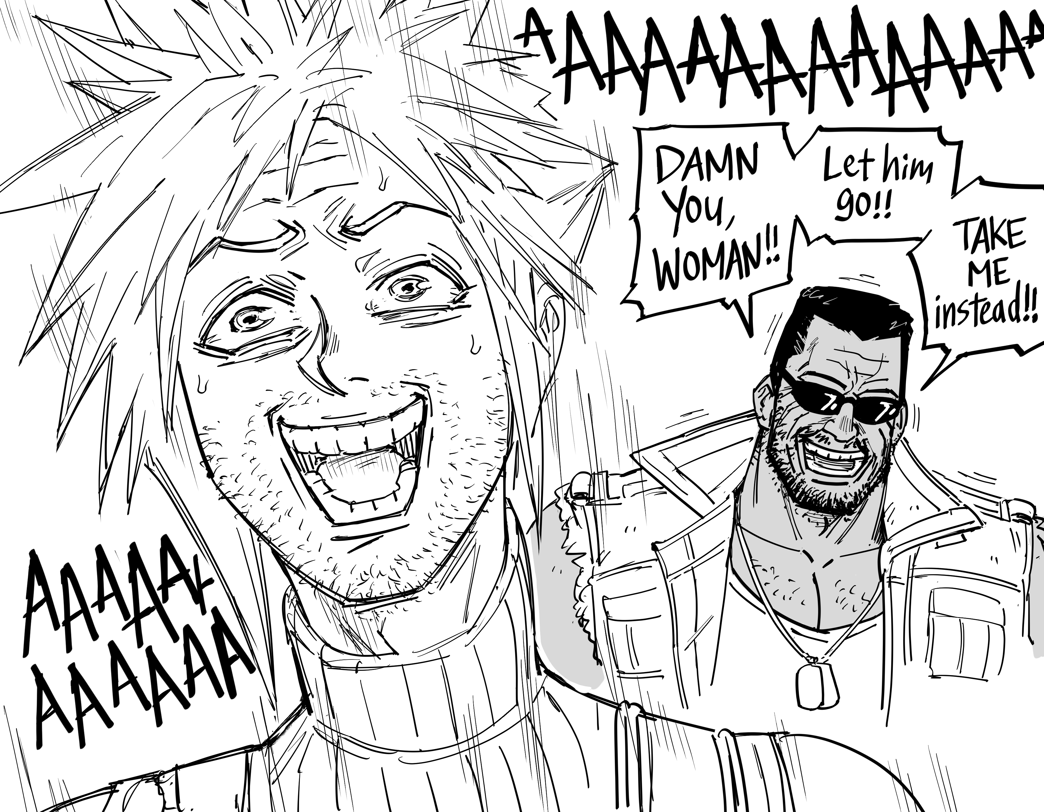 Cloud Strife Barret Wallace And Coomer Final Fantasy And 1 More Drawn By Bbbaalbuddy