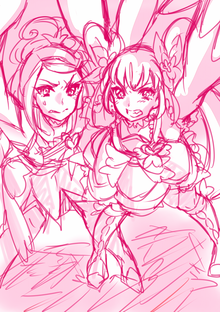 Kenzaki Makoto Yotsuba Alice Cure Sword And Cure Rosetta Precure And 1 More Drawn By