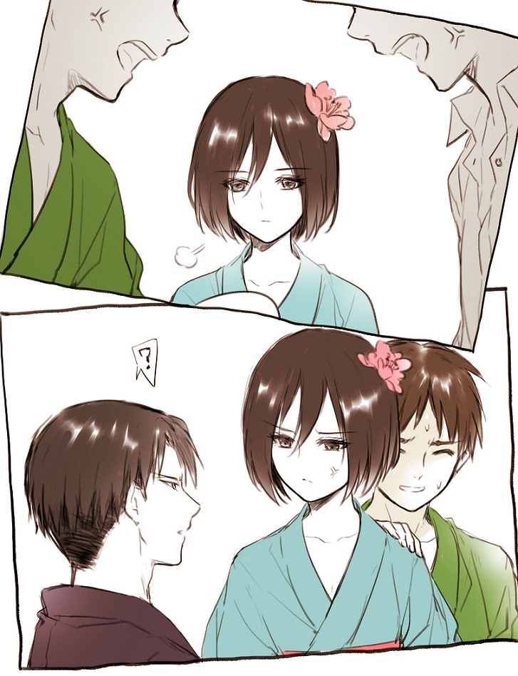 Mikasa Ackerman Eren Yeager Levi And Jean Kirchstein Shingeki No Kyojin Drawn By Yasai
