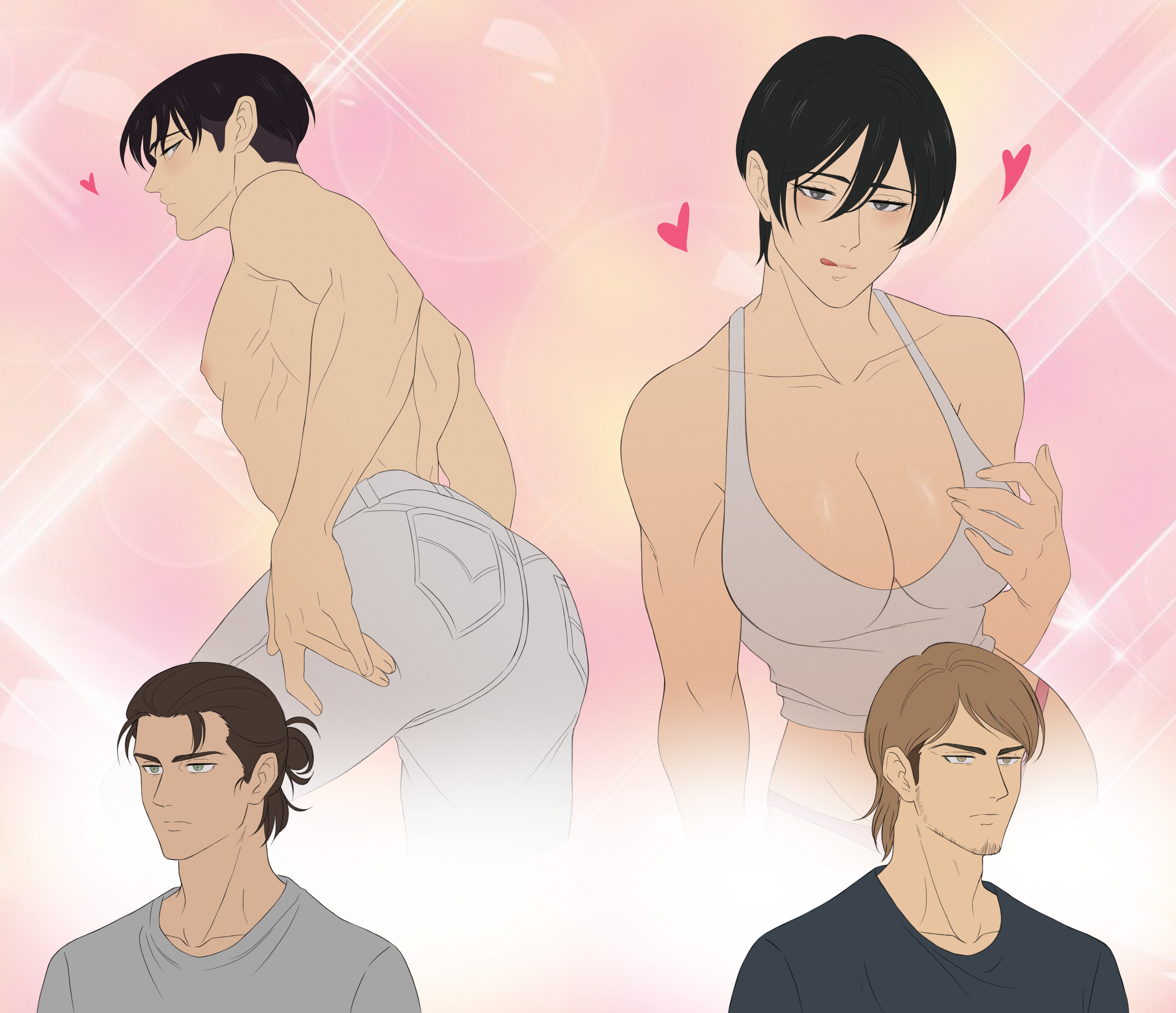 Mikasa Ackerman Eren Yeager Levi And Jean Kirchstein Shingeki No