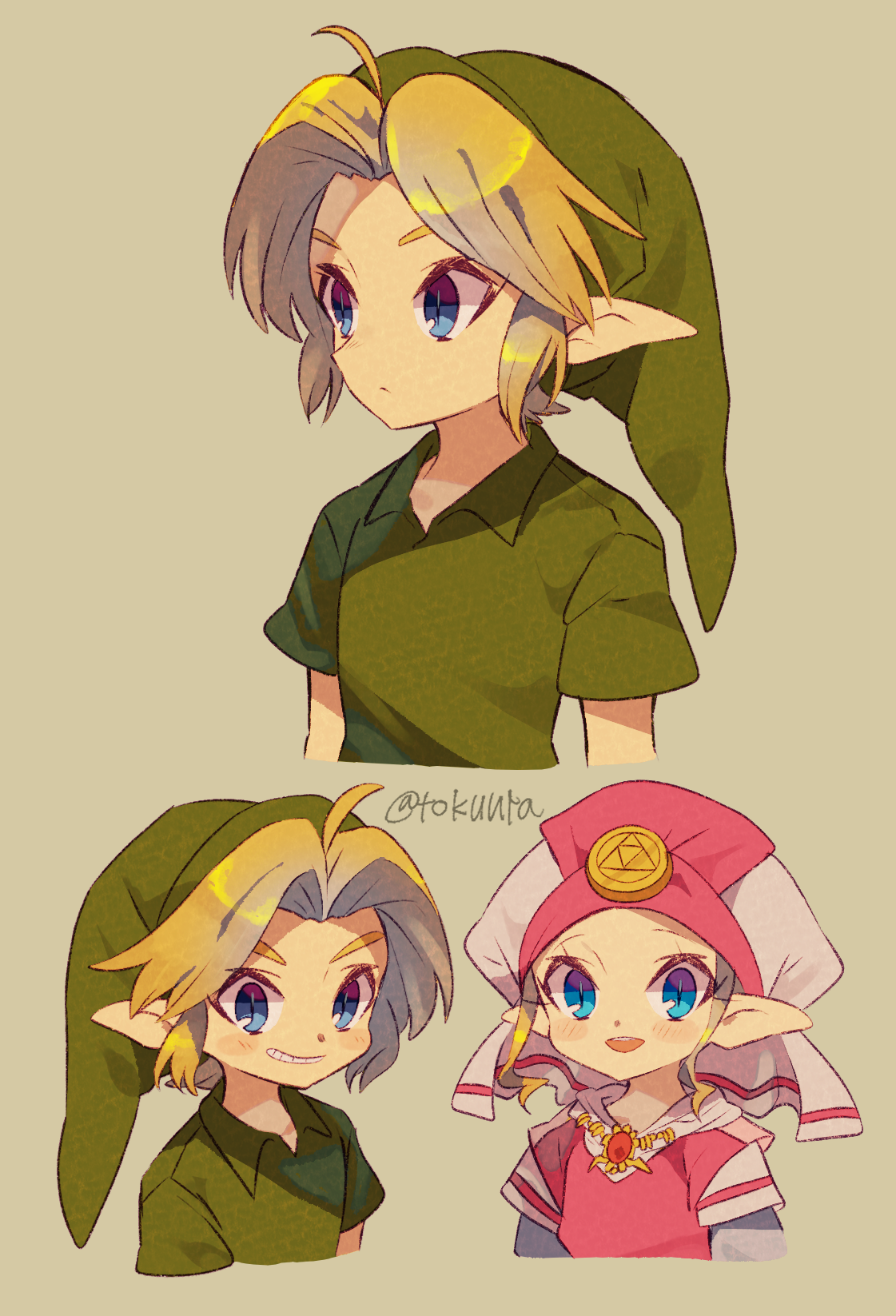 Link Princess Zelda Young Link And Young Zelda The Legend Of Zelda And 1 More Drawn By