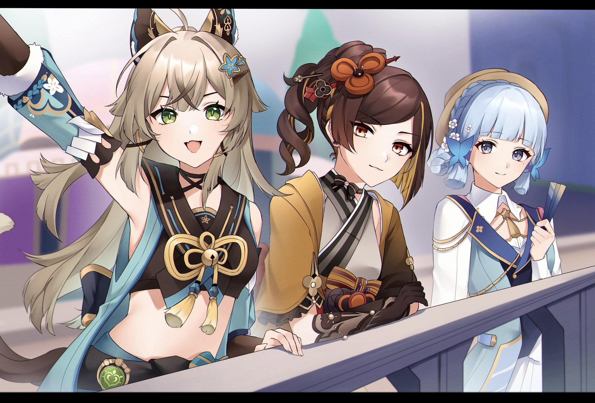 Kamisato Ayaka Kirara Chiori And Kamisato Ayaka Genshin Impact Drawn By Shinmacno