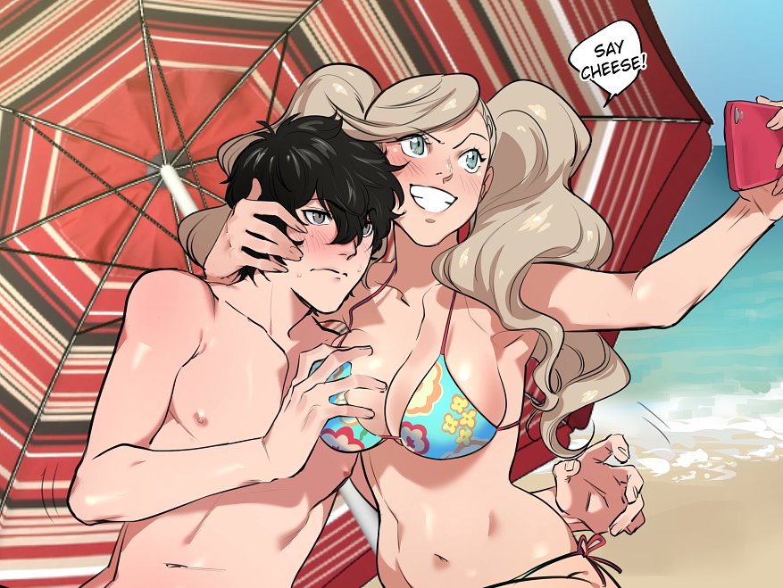 Amamiya Ren And Takamaki Anne Persona And 1 More Drawn By Kukumomo