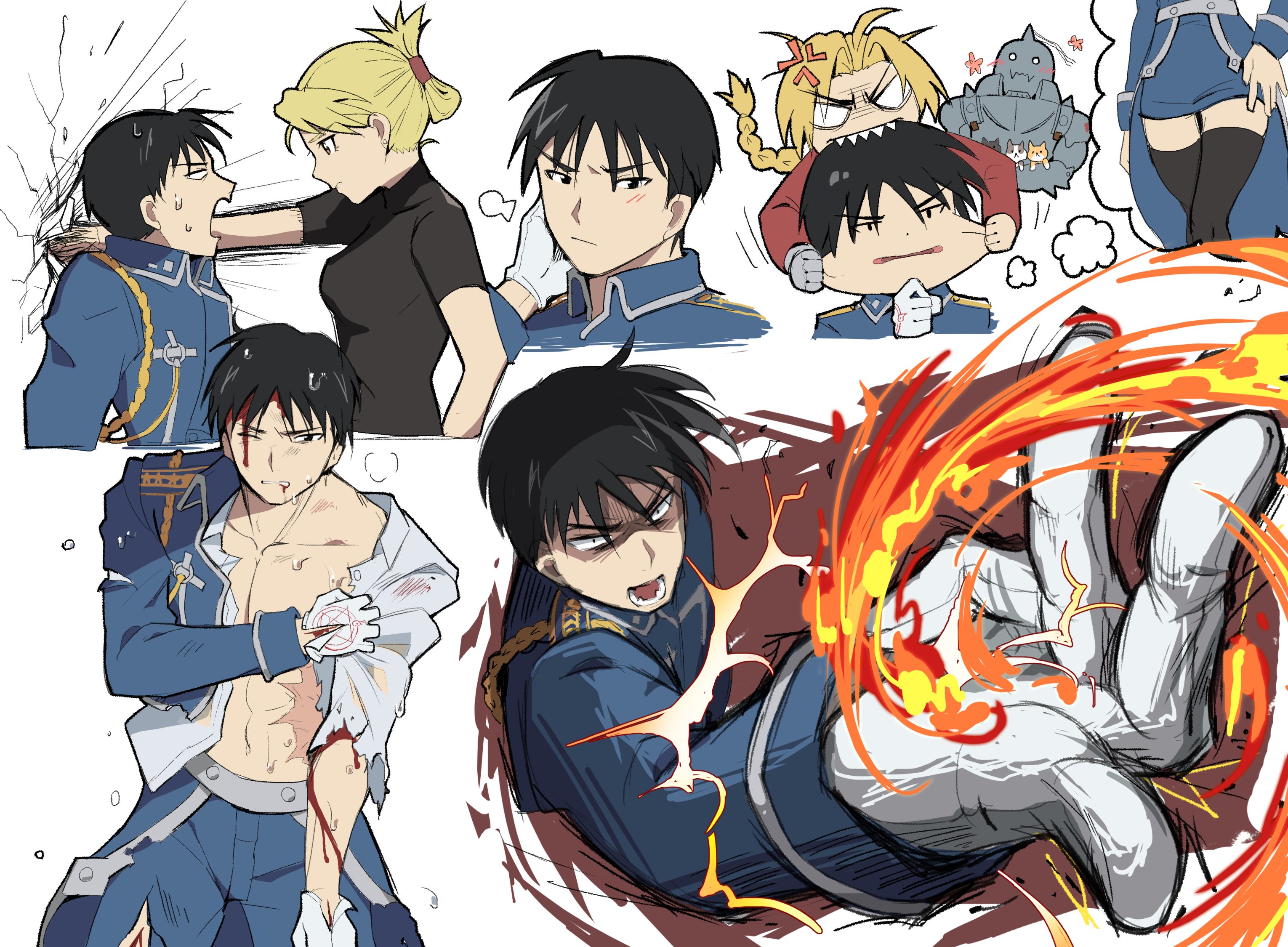 Edward Elric Alphonse Elric Roy Mustang And Riza Hawkeye Fullmetal Alchemist Drawn By