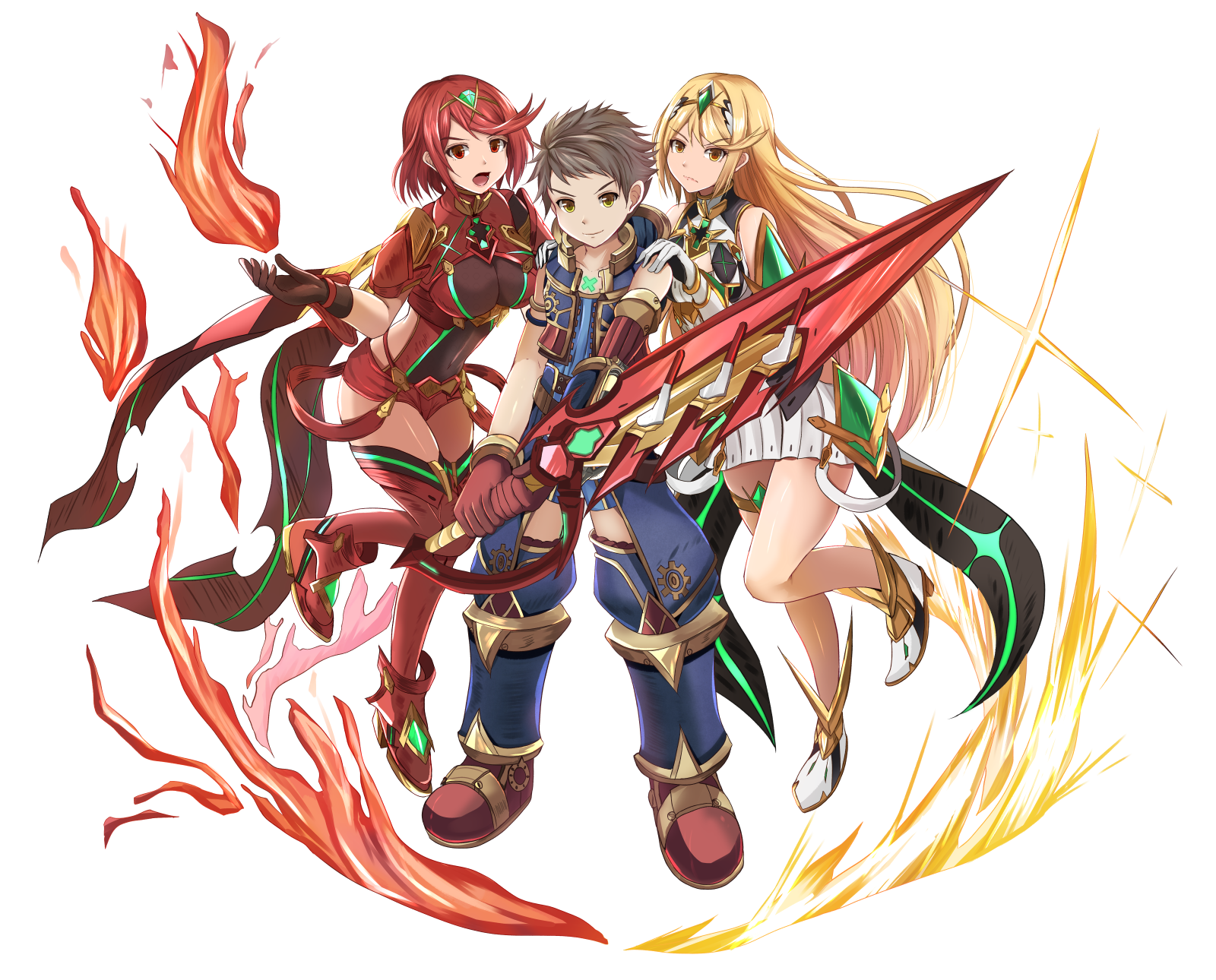 Pyra Mythra And Rex Xenoblade Chronicles And 1 More Drawn By
