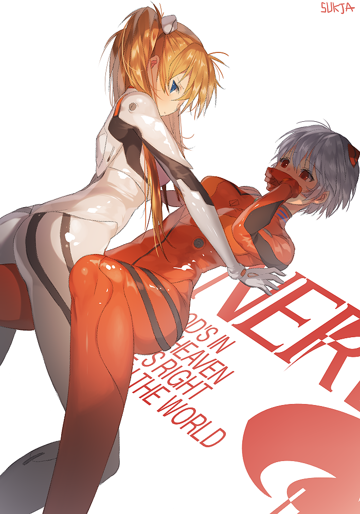Souryuu Asuka Langley And Ayanami Rei Neon Genesis Evangelion Drawn