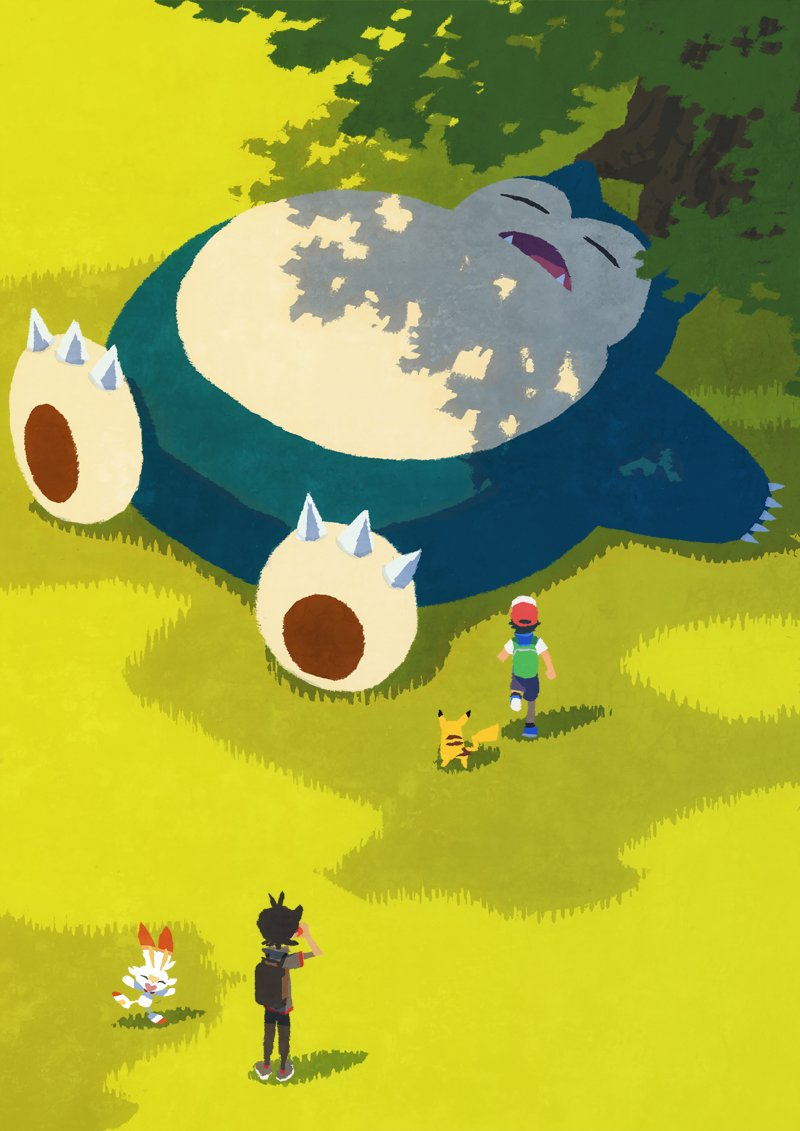 Pikachu Ash Ketchum Scorbunny Goh And Snorlax Pokemon And 2 More Drawn By Hyogonosuke