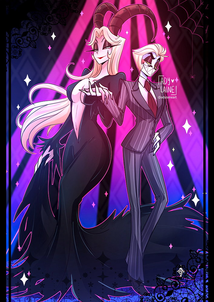 Lucifer Morningstar Lilith Morticia Addams And Gomez Addams Hazbin Hotel And 1 More Drawn