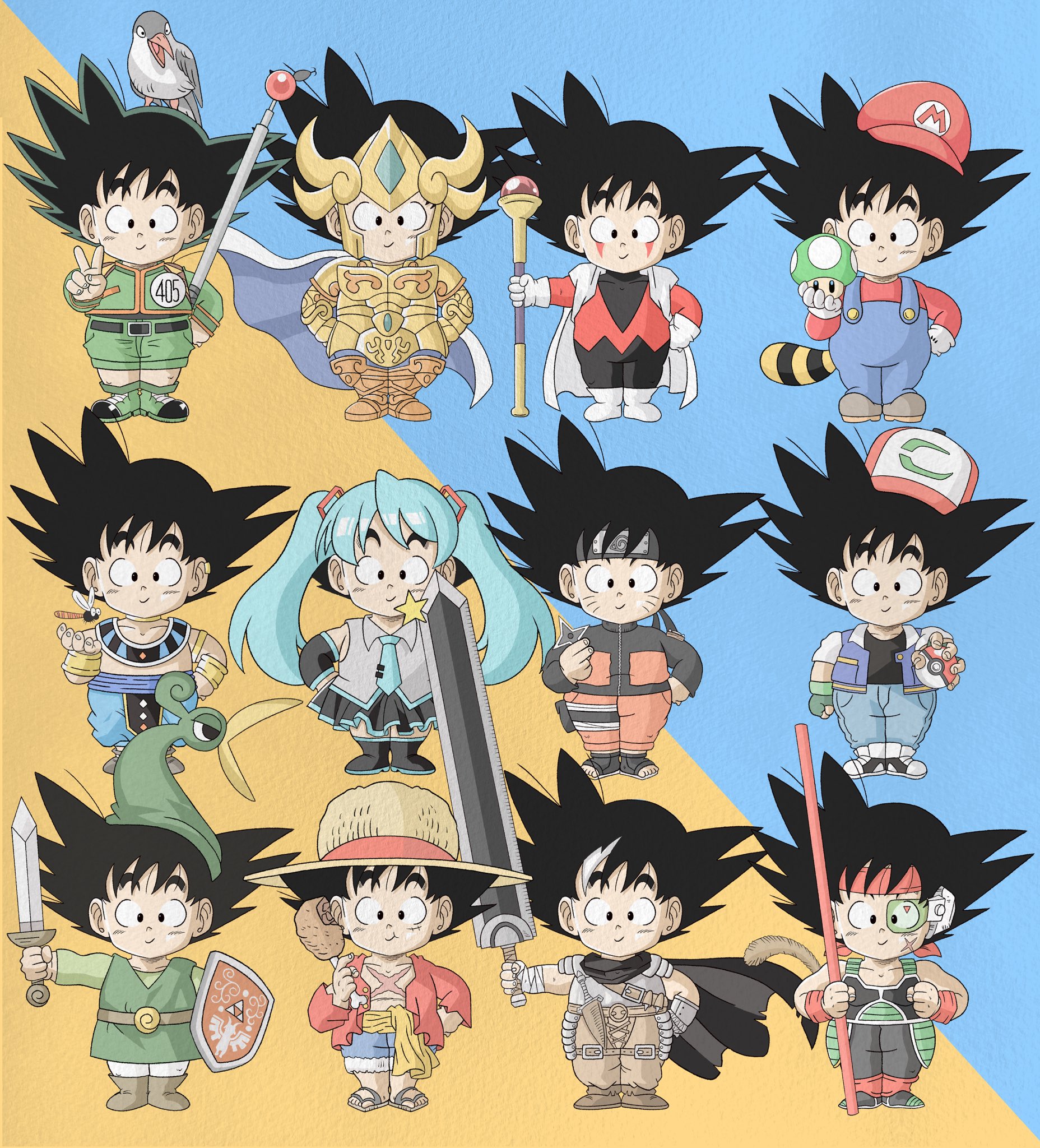 Hatsune Miku Link Ash Ketchum Son Goku Mario And 8 More Pokemon And 13 More Drawn By