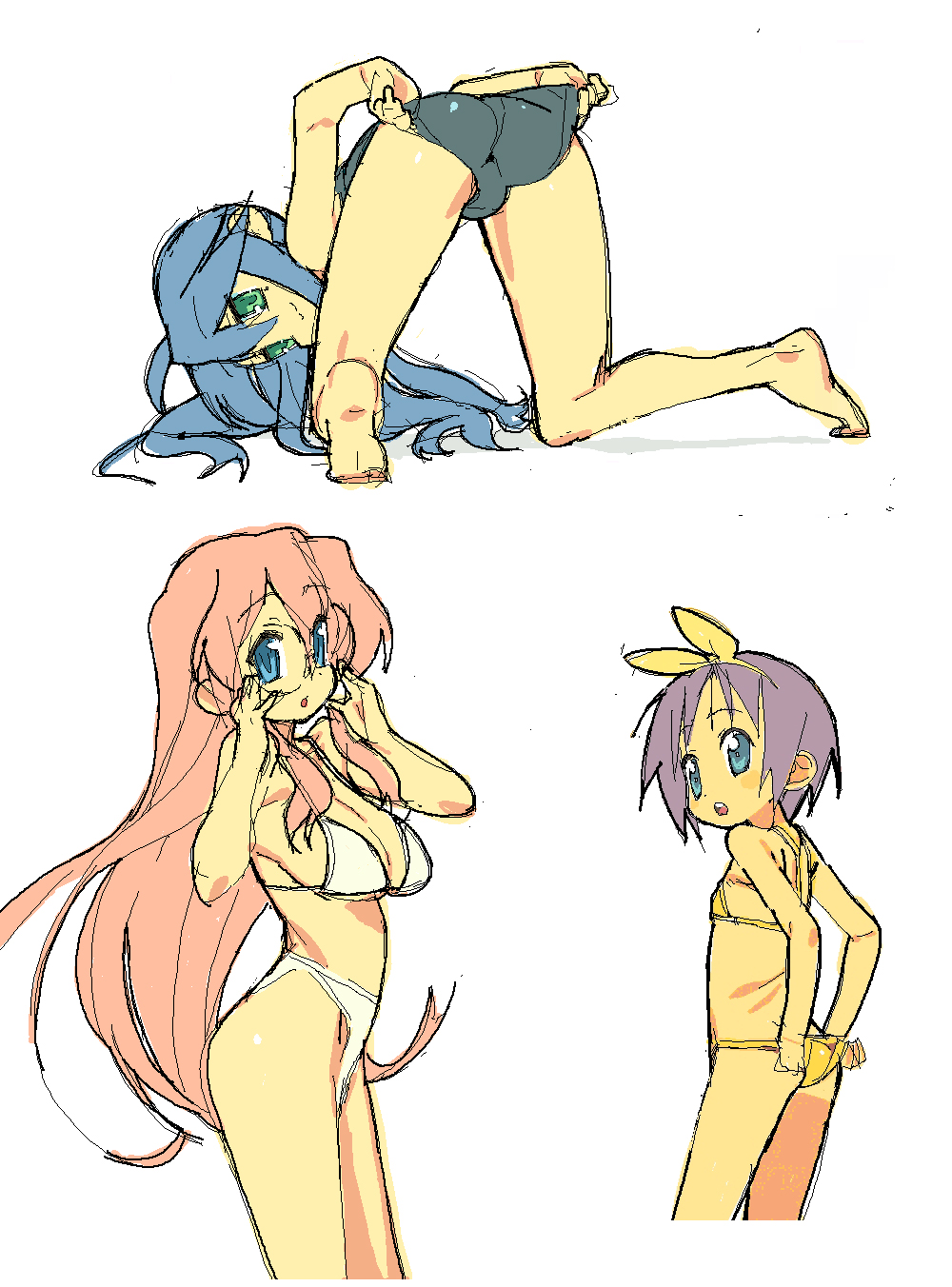 Izumi Konata Hiiragi Tsukasa And Takara Miyuki Lucky Star Drawn By