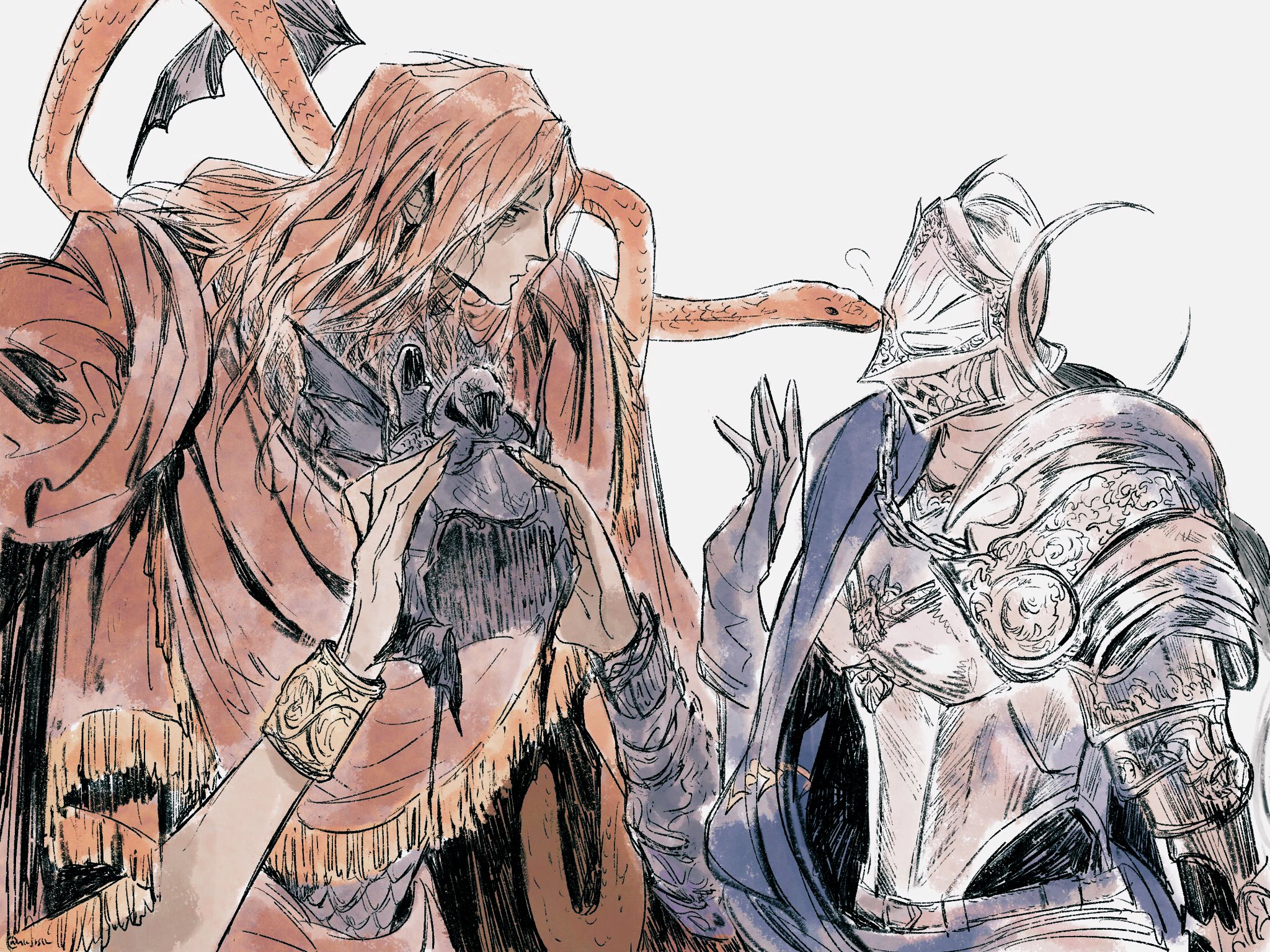 Messmer The Impaler And Rellana Twin Moon Knight Elden Ring And 1 More Drawn By Funenkjrs12