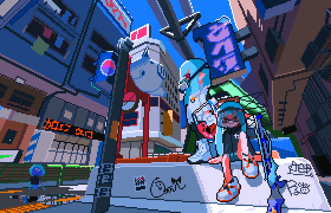 Inkling Player Character And Inkling Girl Splatoon And 1 More Drawn
