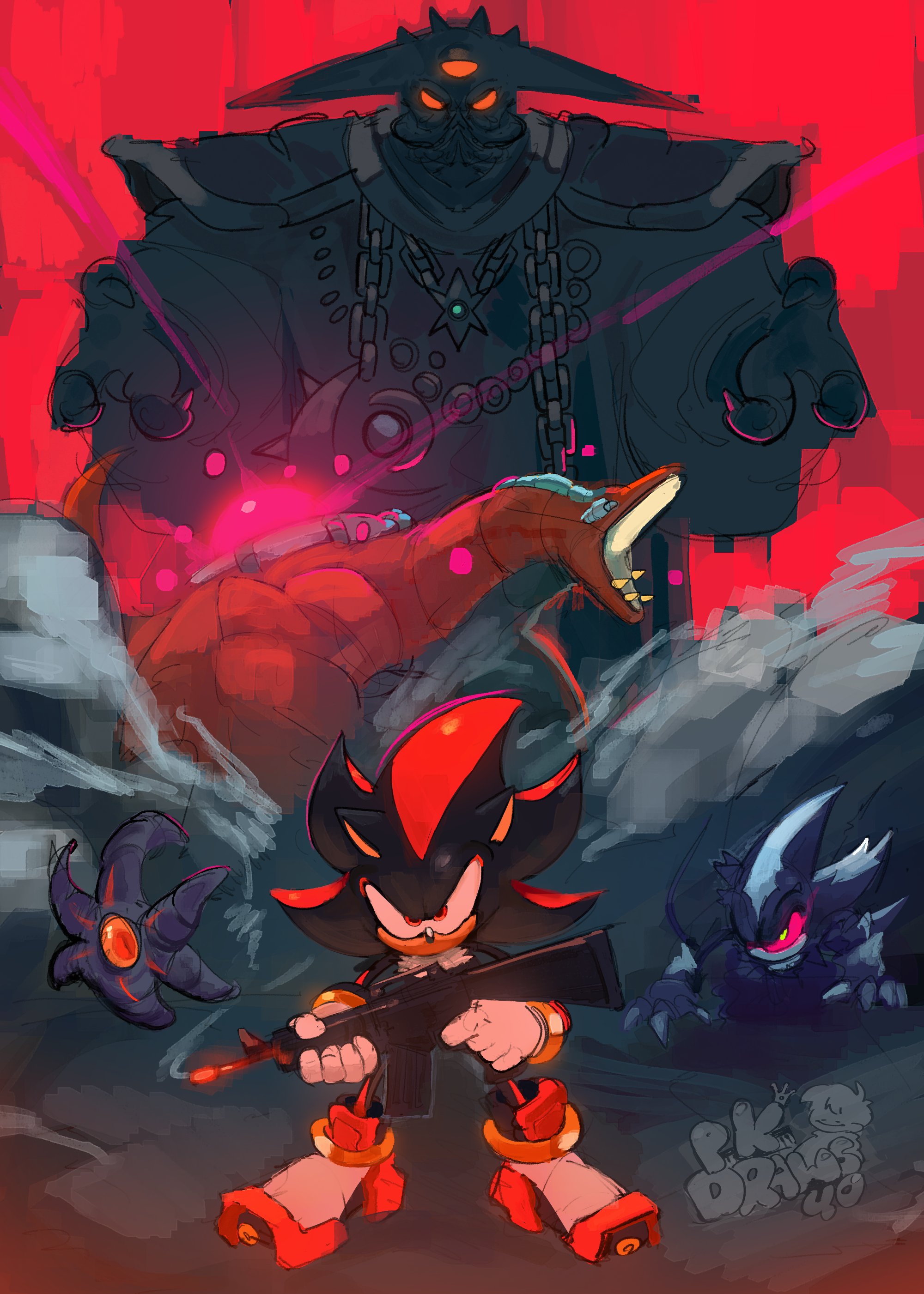 Shadow The Hedgehog Mephiles The Dark Black Doom And Biolizard Sonic And 3 More Drawn By Pk