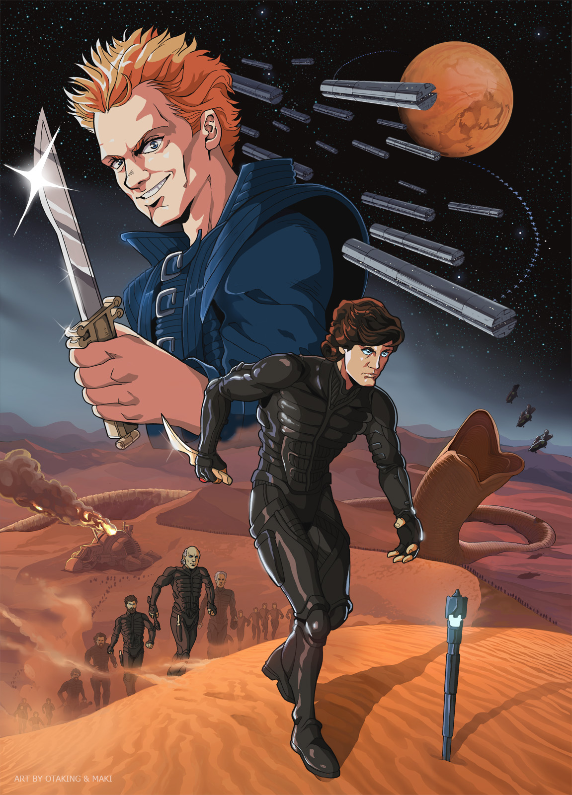 Paul Atreides Sandworm Feyd Rautha And Gurney Halleck Dune And 1 More Drawn By Makisempai