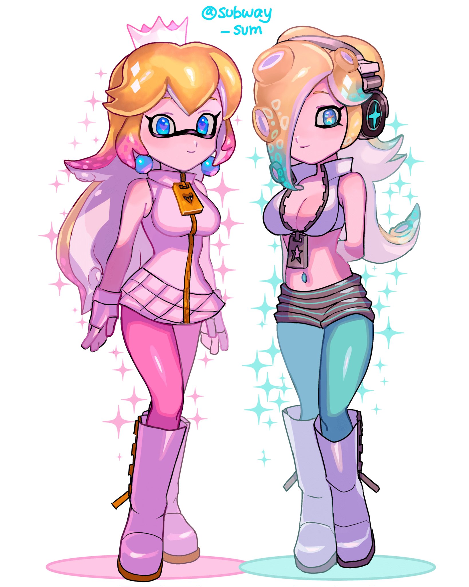 Inkling Player Character Princess Peach Rosalina Marina And Pearl Mario And 2 More Drawn