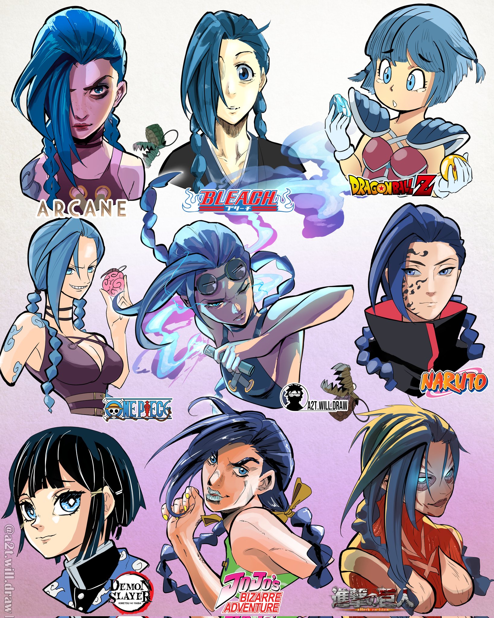 Jinx Titan Arcane Jinx And Female Titan Jojo No Kimyou Na Bouken And 9 More Drawn By A2t