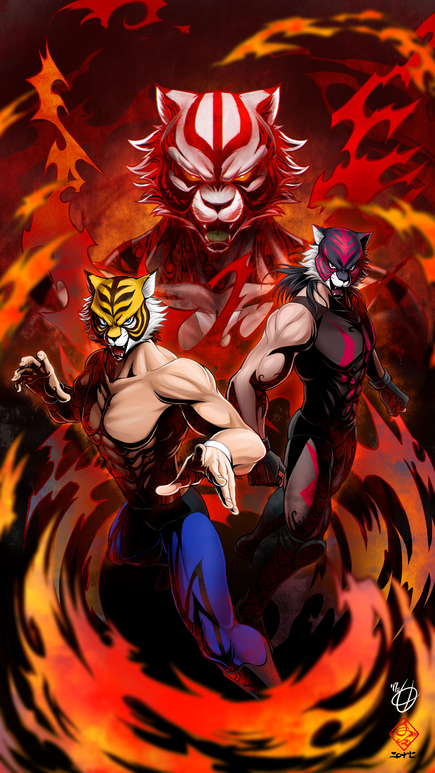 Tiger Mask Tiger The Great The Third And Tiger The Dark Tiger Mask And 1 More Drawn By