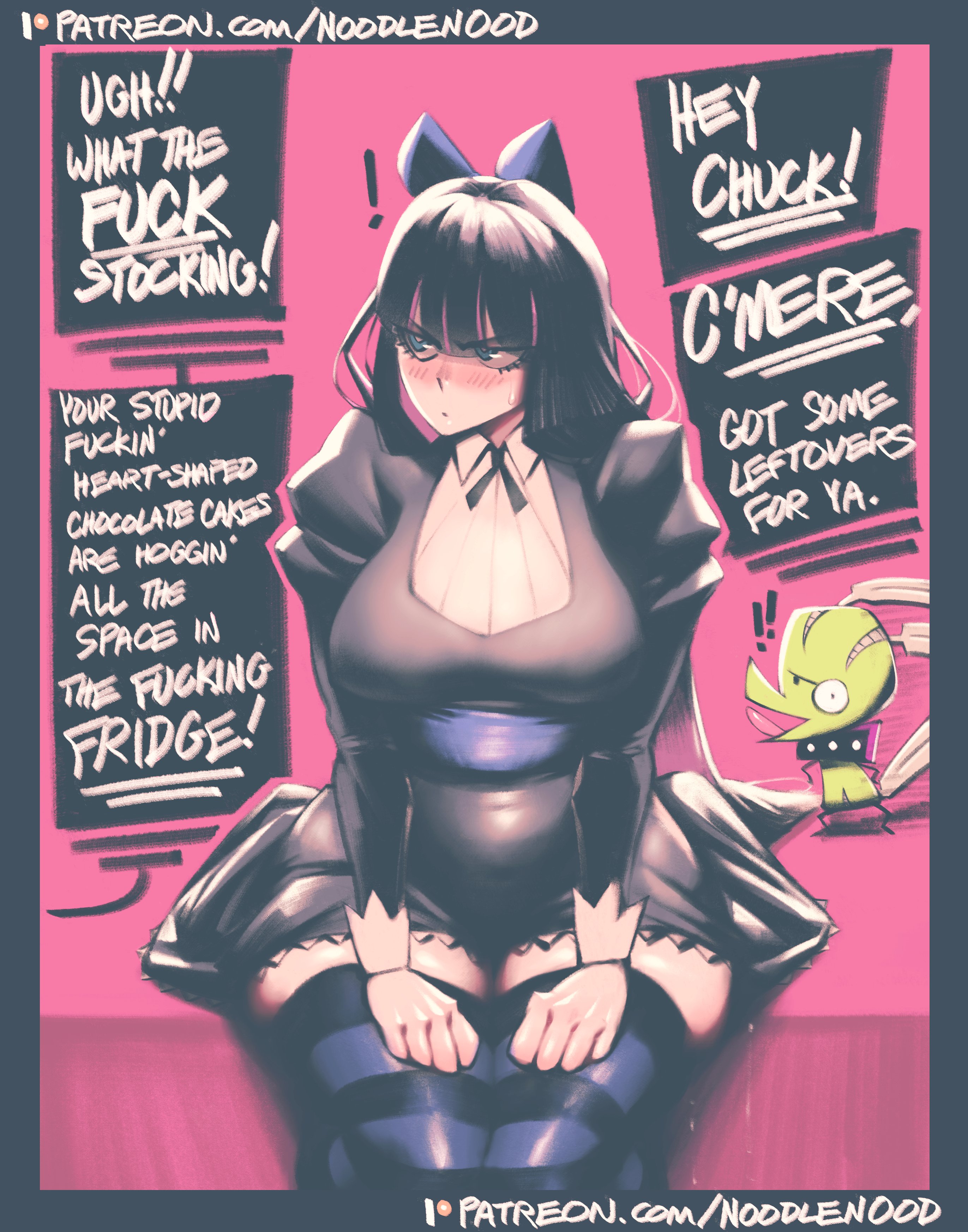 Stocking And Chuck Panty And Stocking With Garterbelt Drawn By