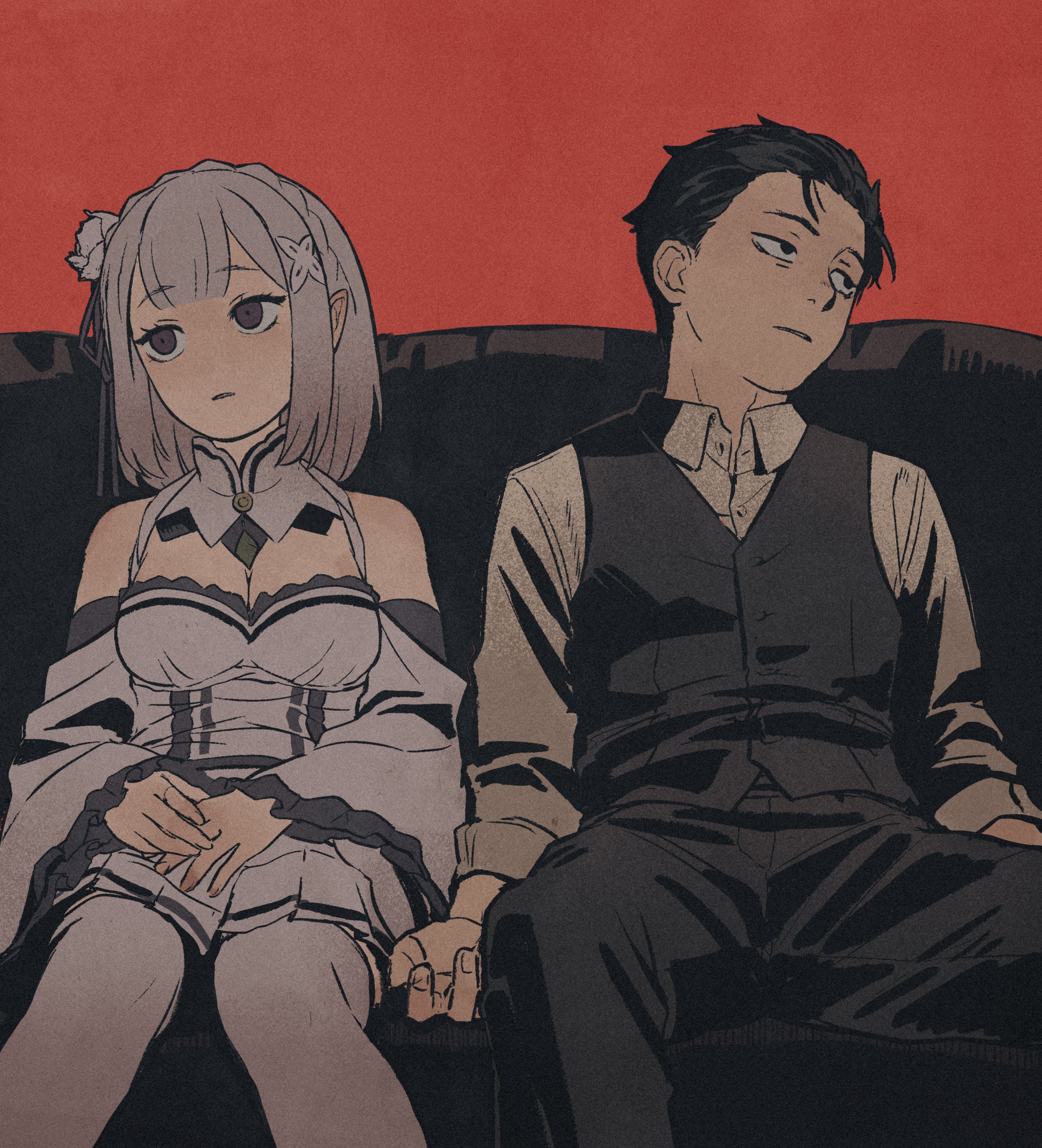 Emilia And Natsuki Subaru Rezero Kara Hajimeru Isekai Seikatsu And 1 More Drawn By Iwamushi