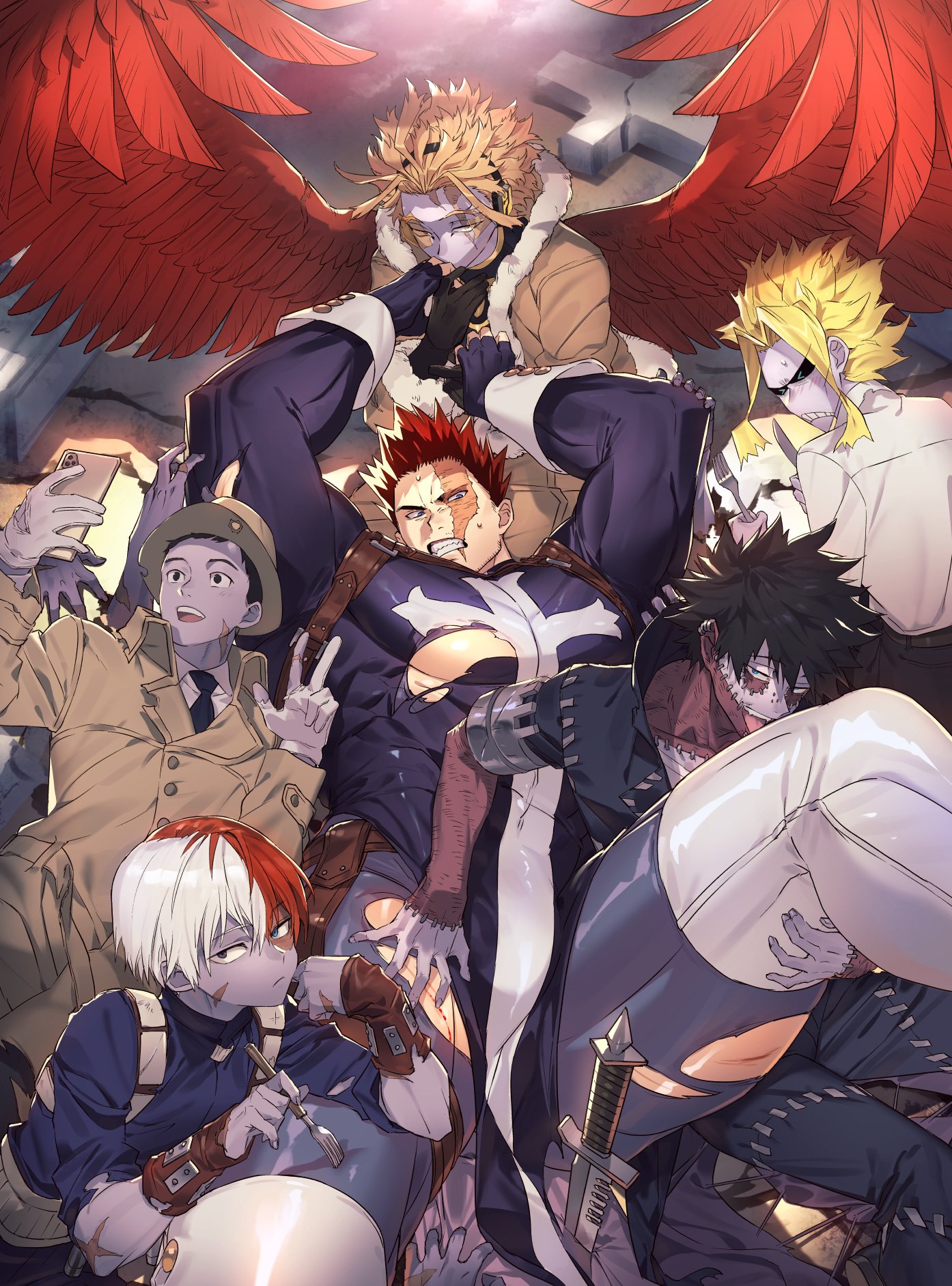 Endeavor Todoroki Shouto Hawks Frankensteins Monster Dabi And 2 More Boku No Hero