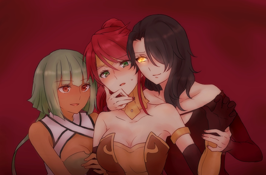 Pyrrha Nikos Cinder Fall And Emerald Sustrai Rwby Drawn By
