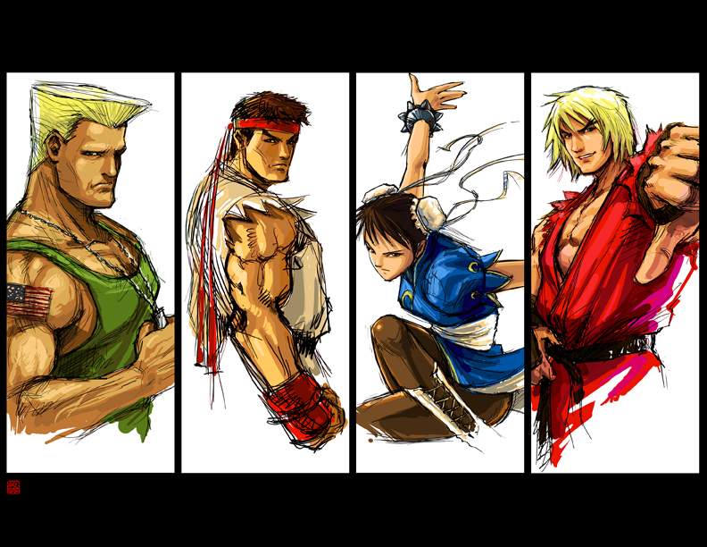 Chun Li Ryu Ken Masters And Guile Street Fighter Drawn By Wlfeng