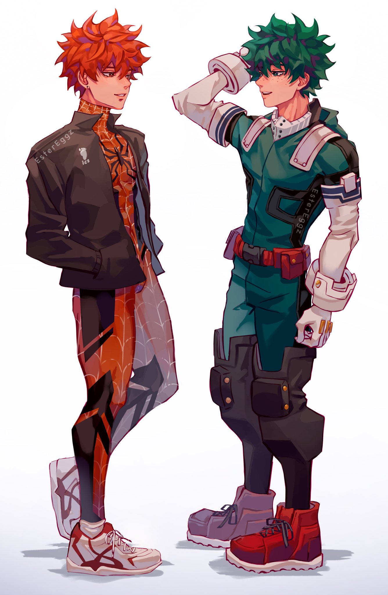 Midoriya Izuku Spider Man And Hinata Shouyou Boku No Hero Academia And 3 More Drawn By