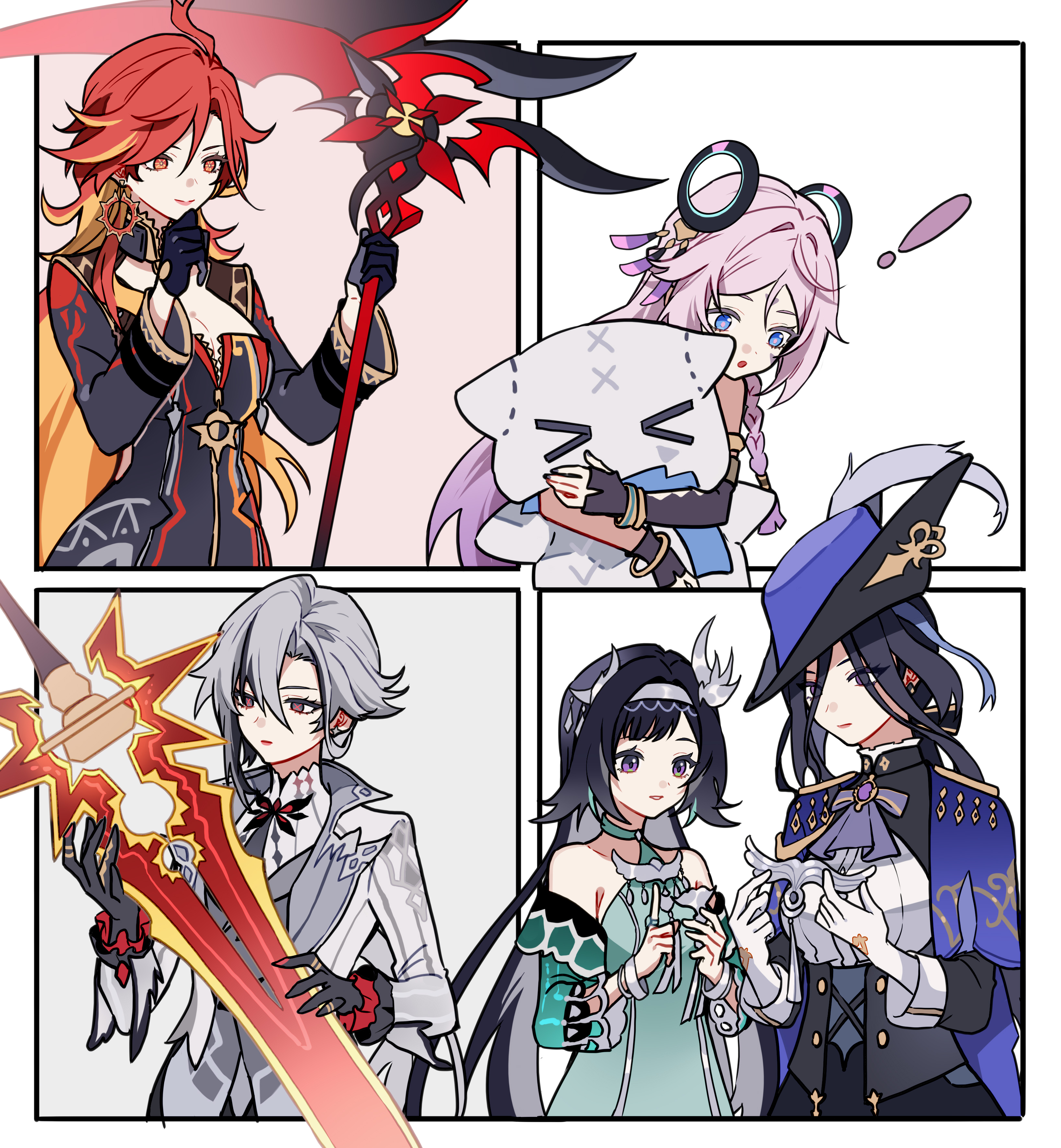 Arlecchino Clorinde Mavuika Citlali And Lan Yan Genshin Impact Drawn By Buhuihuahua