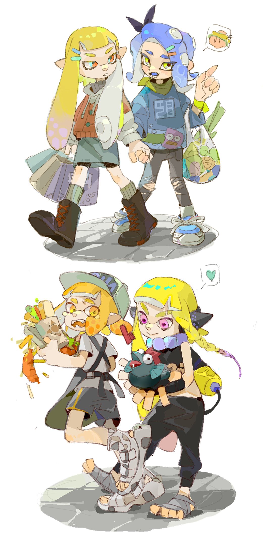 Inkling Inkling Girl Octoling Octoling Girl Agent 8 And 5 More Splatoon And 4 More Drawn