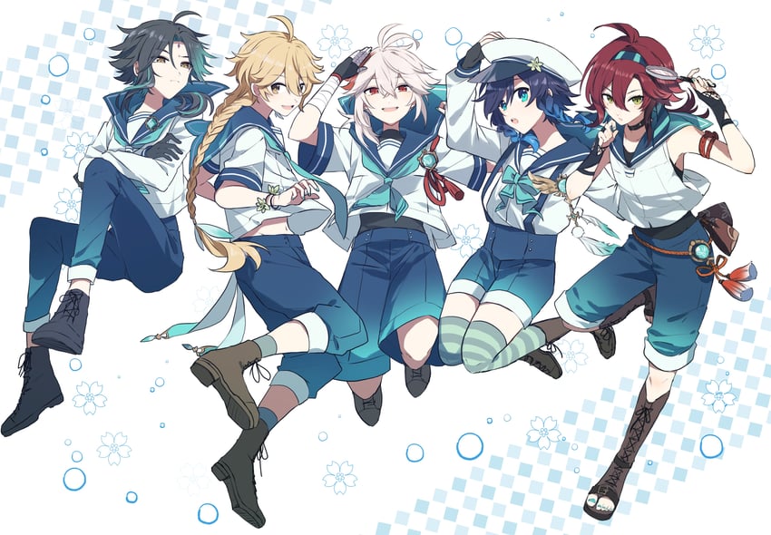 Aether Venti Xiao Kaedehara Kazuha And Shikanoin Heizou Genshin Impact Drawn By Ryu