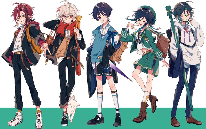 Venti Scaramouche Xiao Kaedehara Kazuha And Shikanoin Heizou Genshin Impact Drawn By Gg