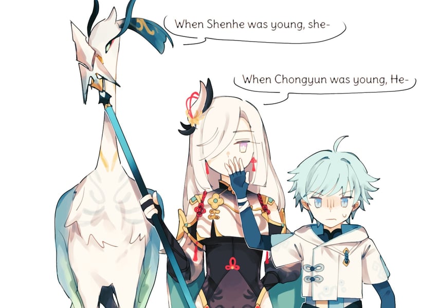 Shenhe Chongyun And Cloud Retainer Genshin Impact Drawn By
