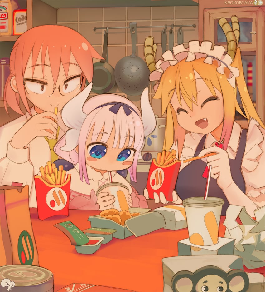 Kanna Kamui Tohru Kobayashi And Cheburashka Kobayashi San Chi No Maidragon And 4 More Drawn