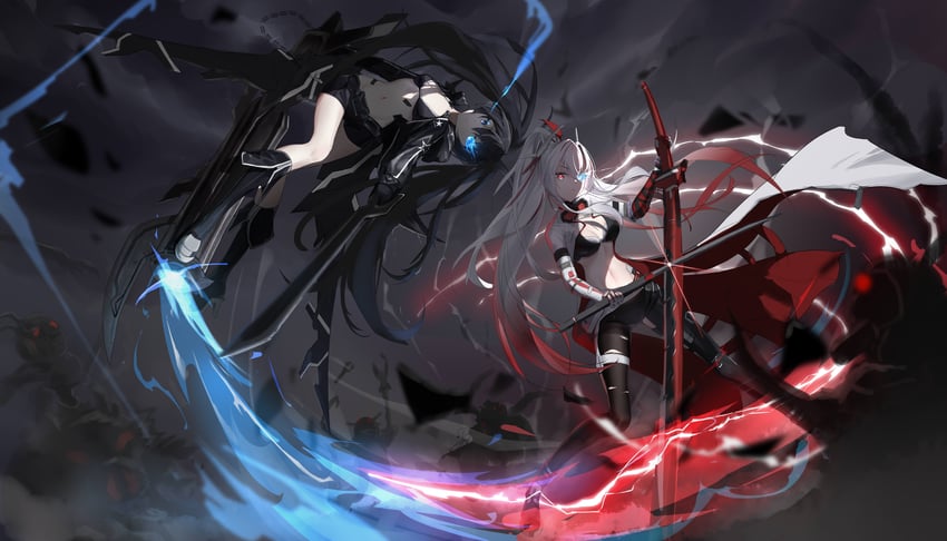 Black Rock Shooter Lucia Crimson Weave And Alpha Black Rock Shooter And 1 More Drawn By Hui