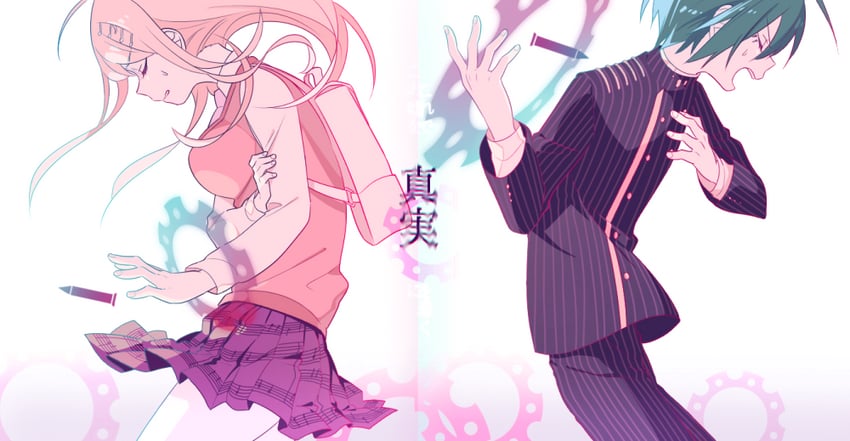 Saihara Shuichi And Akamatsu Kaede Danganronpa And 1 More Drawn By 4