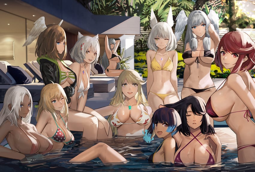 Pyra Mythra Nia Melia Antiqua Mio And 6 More Xenoblade Chronicles And 4 More Drawn By J