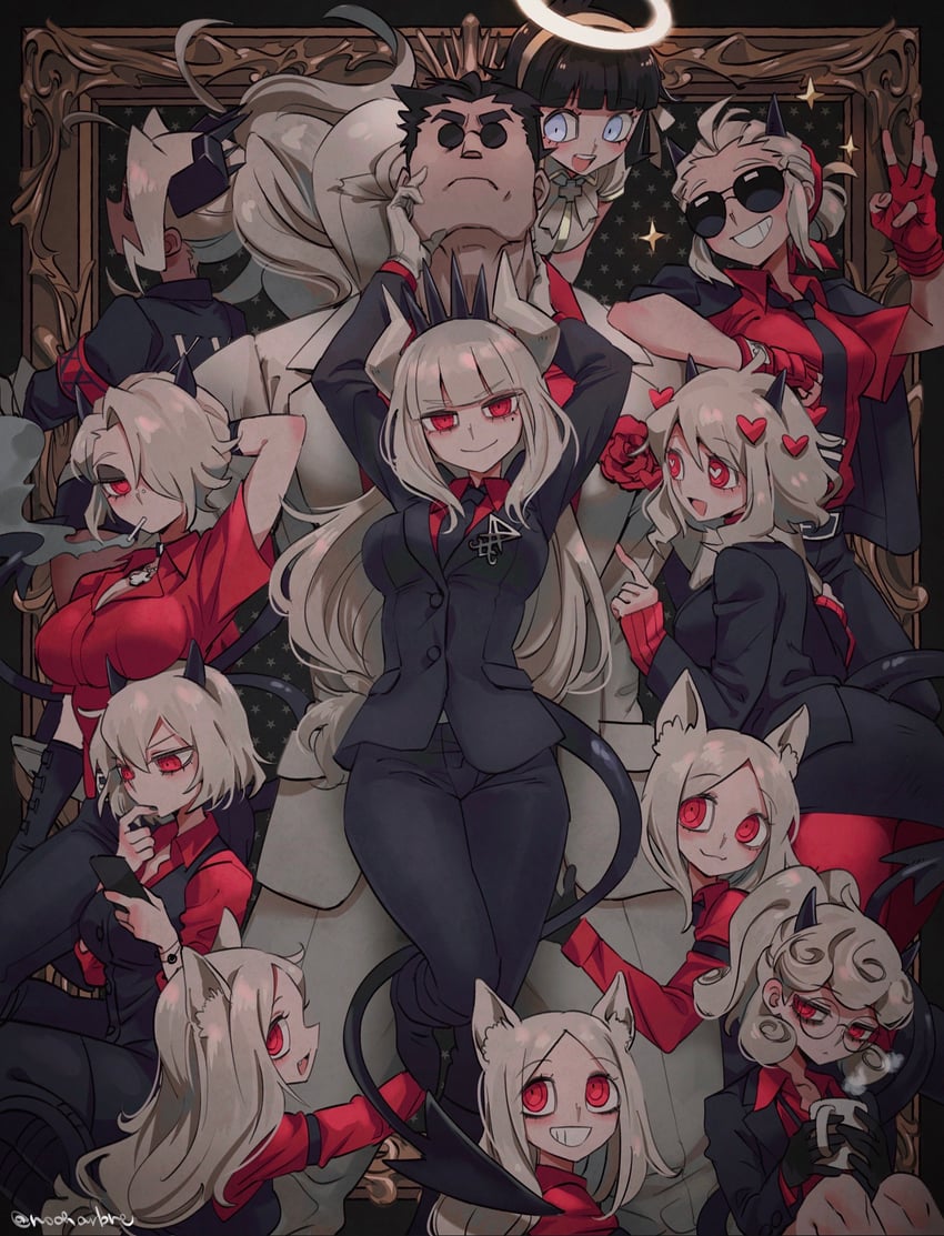 Lucifer Modeus Justice Cerberus Helltaker And 5 More Helltaker Drawn By Noahtettsui