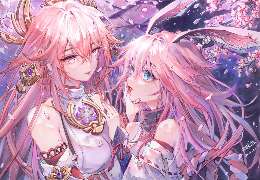 Yae Miko Yae Sakura Yae Sakura And Sakura Ayane Genshin Impact And 3 More Drawn By