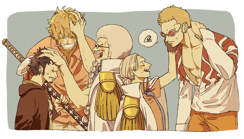 Trafalgar Law Donquixote Doflamingo Donquixote Rocinante Sengoku And Tsuru One Piece Drawn