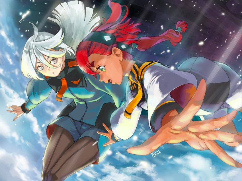 Suletta Mercury And Miorine Rembran Gundam And 1 More Drawn By Pirata