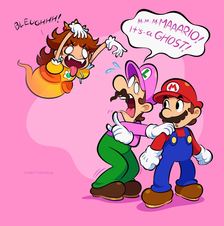 Mario Luigi Princess Daisy And Bubble Luigi Mario And 1 More Drawn By Vinnydingitydingus